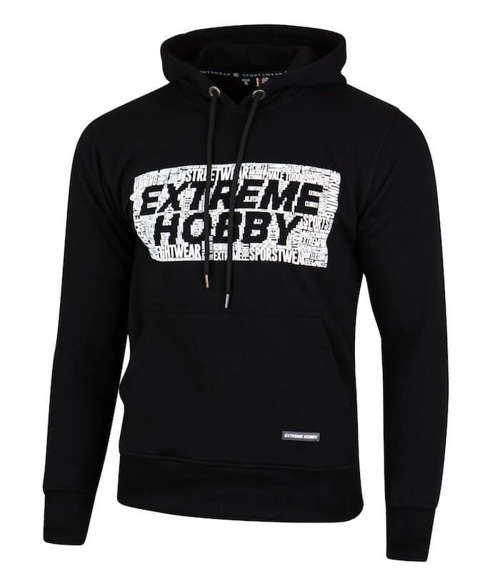 Bluza EXTREME HOBBY TYPOGRAPHY czarna kaptur czarny | Men's ...