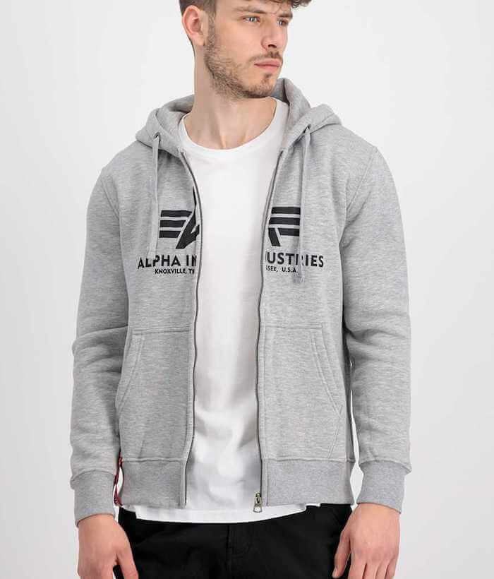 Bluza ALPHA INDUSTRIES BASIC szara rozpinana 178325 17 szary | Męskie \ Bluzy \ Rozpinane z ...