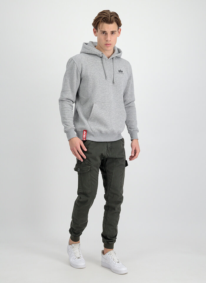 Bluza ALPHA INDUSTRIES SMALL LOGO szara kaptur 196318 17 szary | Męskie ...