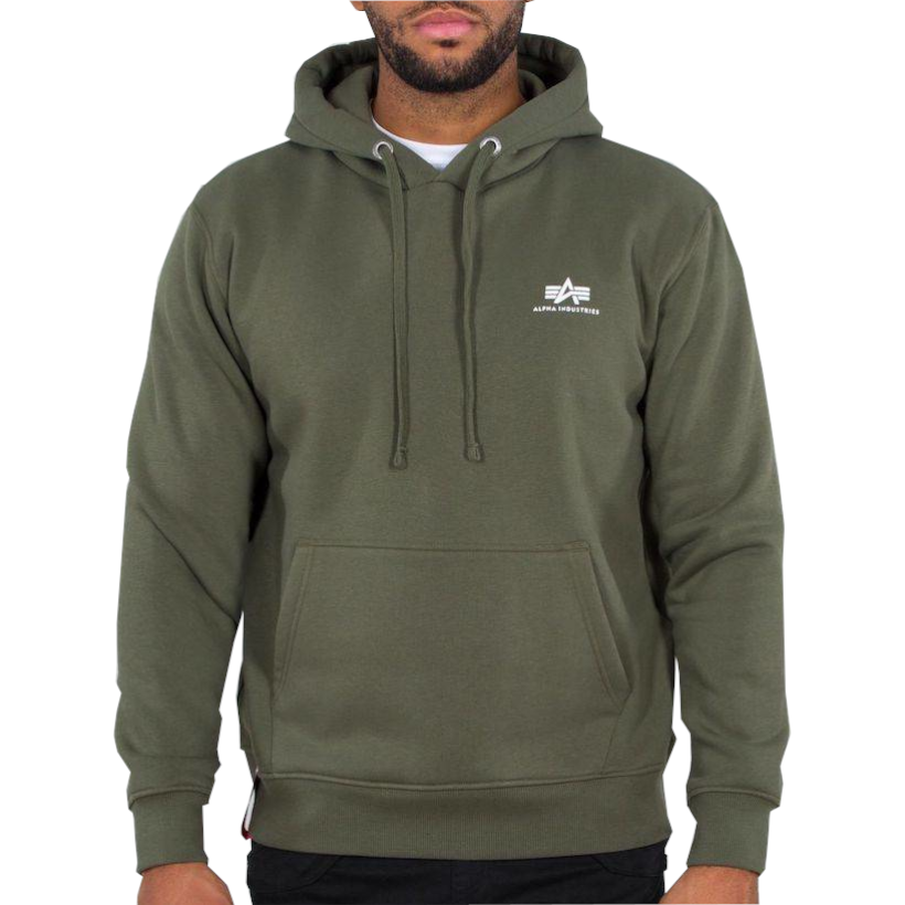 Bluza ALPHA INDUSTRIES SMALL LOGO oliwkowa (dark olive) kaptur 196318 ...