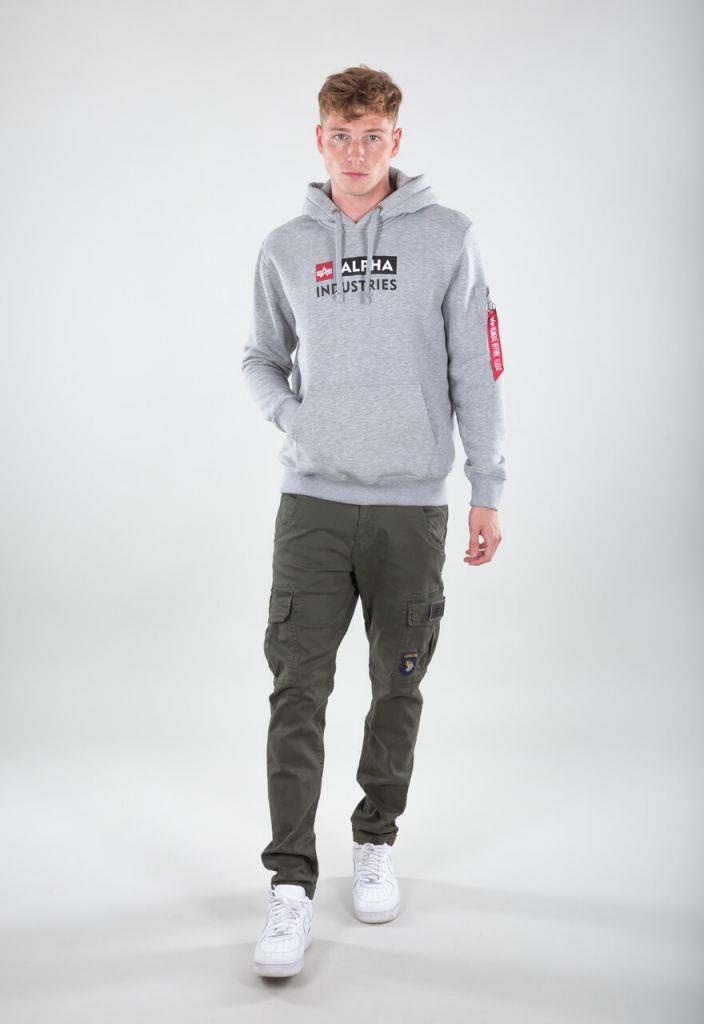 Bluza ALPHA INDUSTRIES BLOCK LOGO szara kaptur 118338 17 szary | Męskie ...